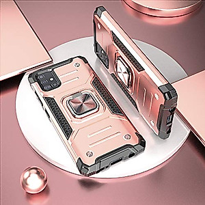 IDYStar Galaxy A71 5G Case with Screen Protector, Galaxy A71 5G Case, Shockproof Drop Test Cover with Car Mount Kickstand Lightweight Protective Cover for Samsung Galaxy A71 5G, Rose Gold