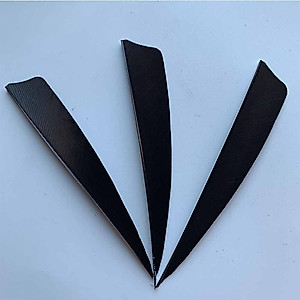 ONTFIHS 100pcs Shield Feather Fletching 4 Inch Real Turkey for Archery Hunting Target Shooting Arrows Right Wing (Black)