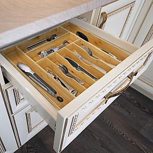 Kitchen Drawer Organizer - 9 Section Expandable Silverware Tray Utensil Organizer Cutlery Holder for Home Kitchen Supplies Storage Box