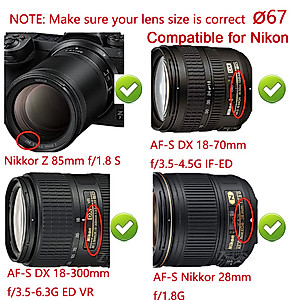67MM Lens Cap Cover for Canon 77D 90D w/ EF-S 18-135mm Lens Cap Nikon D750 D780 w/ 18-105mm 16-85mm Lens Cap [2 Pack]