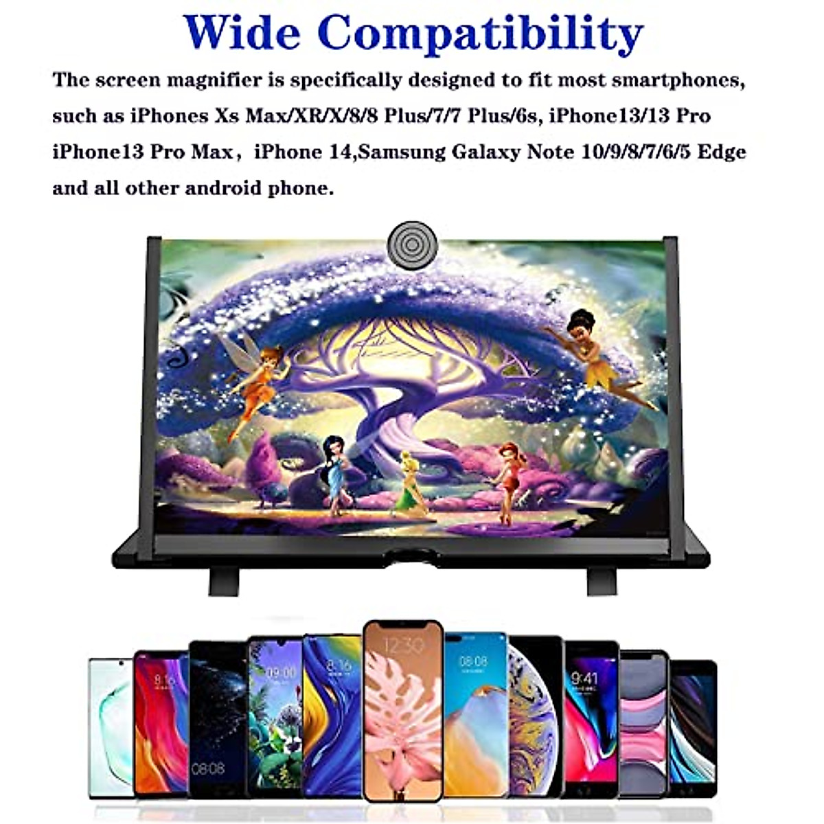 12" Screen Magnifier for Cell Phone - 3D HD Magnifying Projector Screen Enlarger Expanders for Movies, Videos and Gaming – Foldable Phone Stand with Screen Amplifier–Compatible with All Smartphones