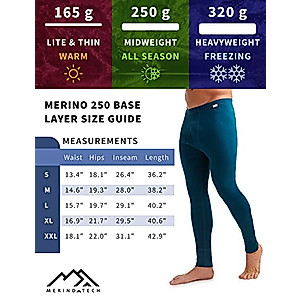 Merino Wool Men's Base Layer Pants — 100% Organic Wool Midweight Thermal Pants + Hiking Wool Socks (Medium, Black 250)