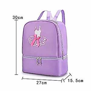 Dance Bags,Ballet Dance Backpack for Girls Ballerina Purple Bag for Dance Toddler Dance Bag Gymnastics Latin Dance Yoga Tap Dance Jazz Storage Bag