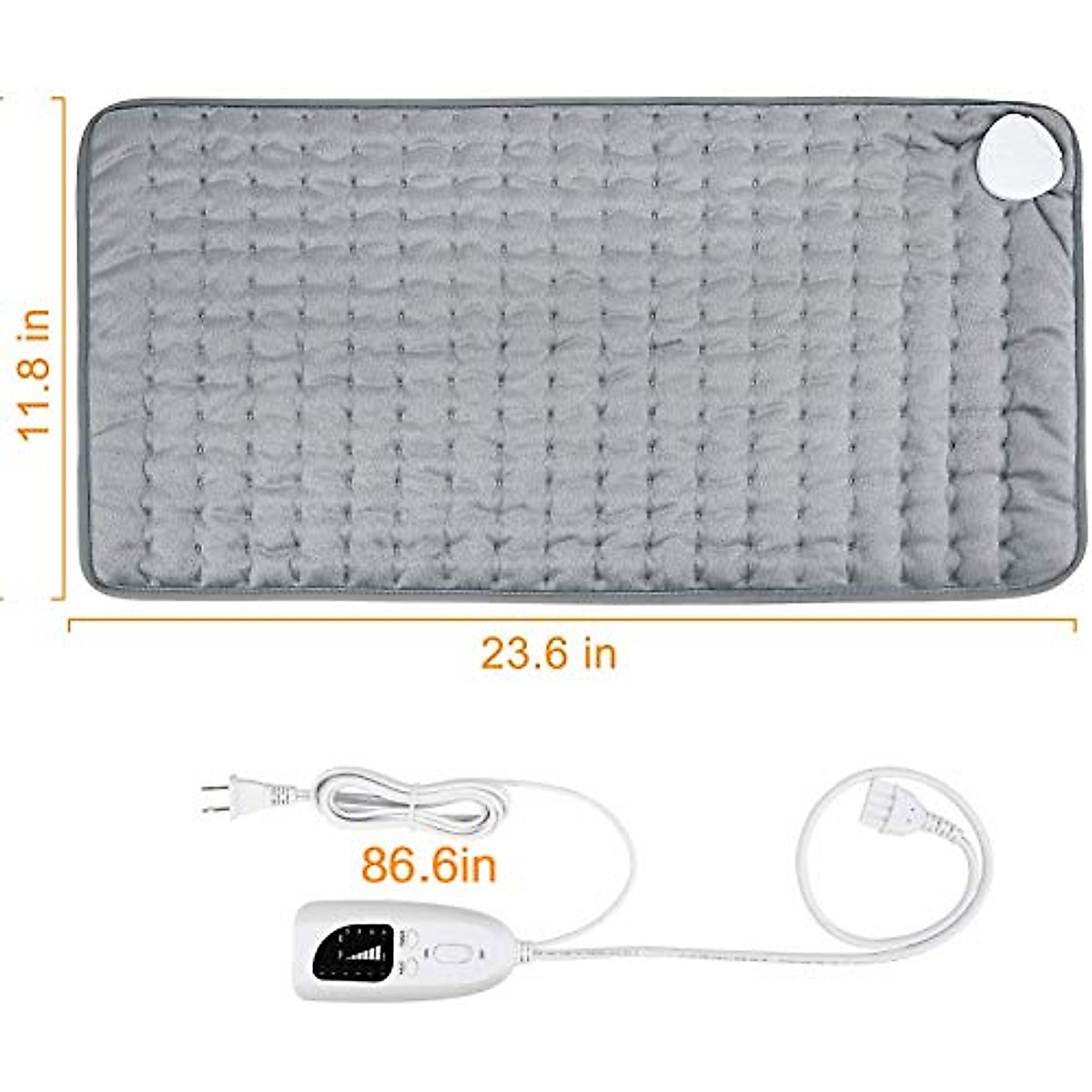 Heating Pad - Electric Heating Pads - Hot Heated Pad for Back Pain Muscle Pain Relieve - Dry & Moist Heat Option - Auto Shut Off Function (Light Gray, 12''×24'')