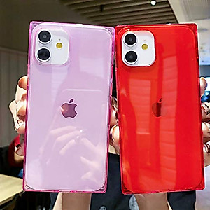 Tzomsze iPhone 12 / iPhone 12 Pro Clear Square Case, Reinforced Corners TPU Cushion Crystal Clear Slim Cover Shock Absorption TPU Silicone Case [6.1 inch] 2020 -Clear