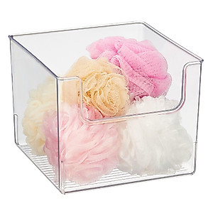 mDesign Modern Plastic Open Front Dip Storage Organizer Bin Basket for Bathroom Organization - Vanity Shelf, Cubby, Cabinet, and Closet Organizing Decor - Ligne Collection - 8 Pack - Clear