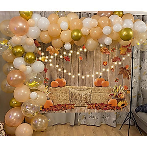 Fall Pumpkin Photography Backdrop 8x6FT Autumn Thanksgiving Harvest Hay Glitter Wooden Background Maple Sunflowers Newborn Baby Shower Banner Party Decorations Photo Booth Props