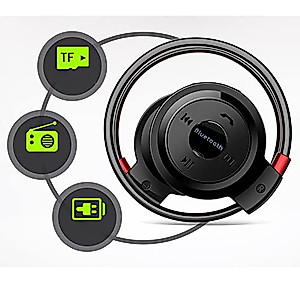 WONFAST MINI-503 Wireless Bluetooth Music Stereo Earphone Sport Headset Headphone MP3 Player Support TF Card FM for Cellphone Smartphones Outdoor Driving Biking (Black)