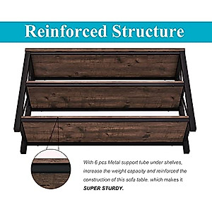 BON AUGURE Rustic Console Table Behind Couch, Industrial Entryway Table with Shelves, 3 Tier Sofa Table for Living Room (47 Inch, Rustic Oak)
