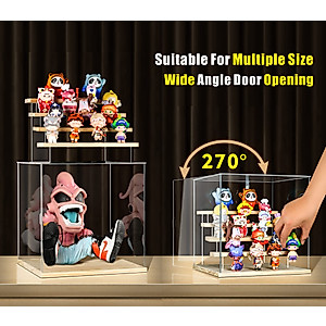 ZzHobbiEs Clear Display Case with Openable Door & Ladder, 3 Tiers Panoramic Display Dustproof Protection for Collectibles, Action Figures, Mini Figurines(3 Tier(Ladder): 8.6x7/ H9.2 in)