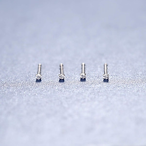 Sllaiss 4Pcs Sterling Silver Nose Rings Studs for Women Men Inlaid 1.5mm 2mm Austrian CZ Silver 20G Cartilage Piercing 925 Nose Piercing (1.5)