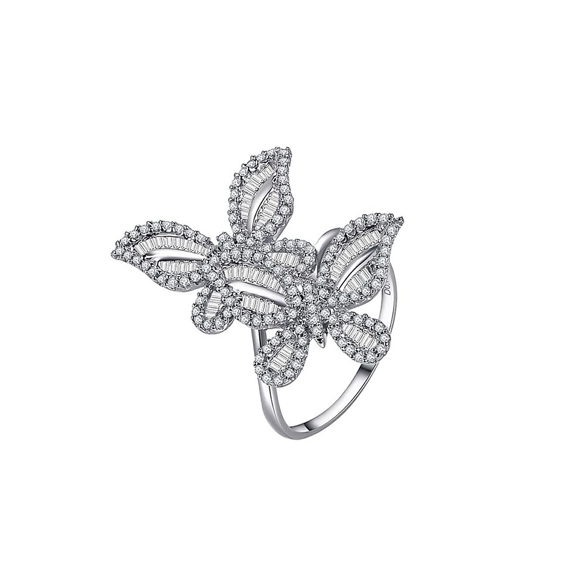Delicate Butterfly Wrap Finger Band Sparkling Rhinestone Crystal CZ Couples Butterfly Open Statement Rings Engagement Promise Ring Wedding Band Fashion Jewelry Gifts for Women Girls
