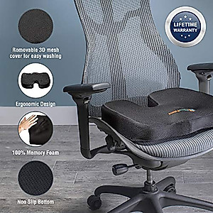 Coccyx Seat Cushion Pillow Orthopedic | Memory Foam Chair Pillow | Relieves Back, Tailbone Pressure, Sciatica Nerve Pain Relief | Premium Comfort for Home, Office, Car or Event Seating