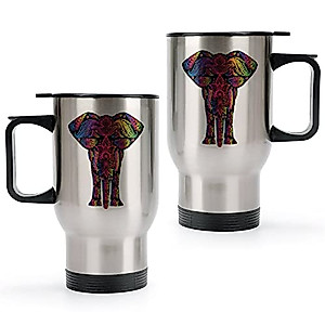 Elephant Logo 14 Oz Travel Coffee Mug Stainless Steel Vacuum Insulated Cup with Lid