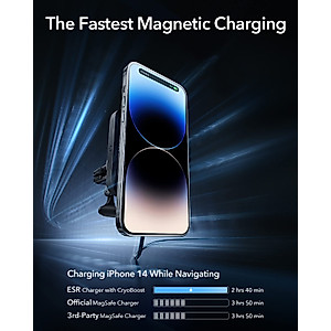 ESR for MagSafe Car Mount Charger with CryoBoost, Magnetic Wireless Car Charger Compatible with MagSafe Car Charger, for iPhone 16/15/14/13/12, Fast Phone Cooling Charger Set, 36W QC 3.0 Adapter