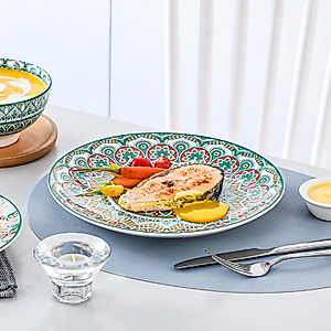 vancasso Mandala Dinnerware Sets 16 Pieces Porcelain Dinner Set for 4 Boho Plates and Bowls Dish Set with 10.5in Dinner Plates, 8in Dessert Plates, 6in Bowls and 13oz Mugs