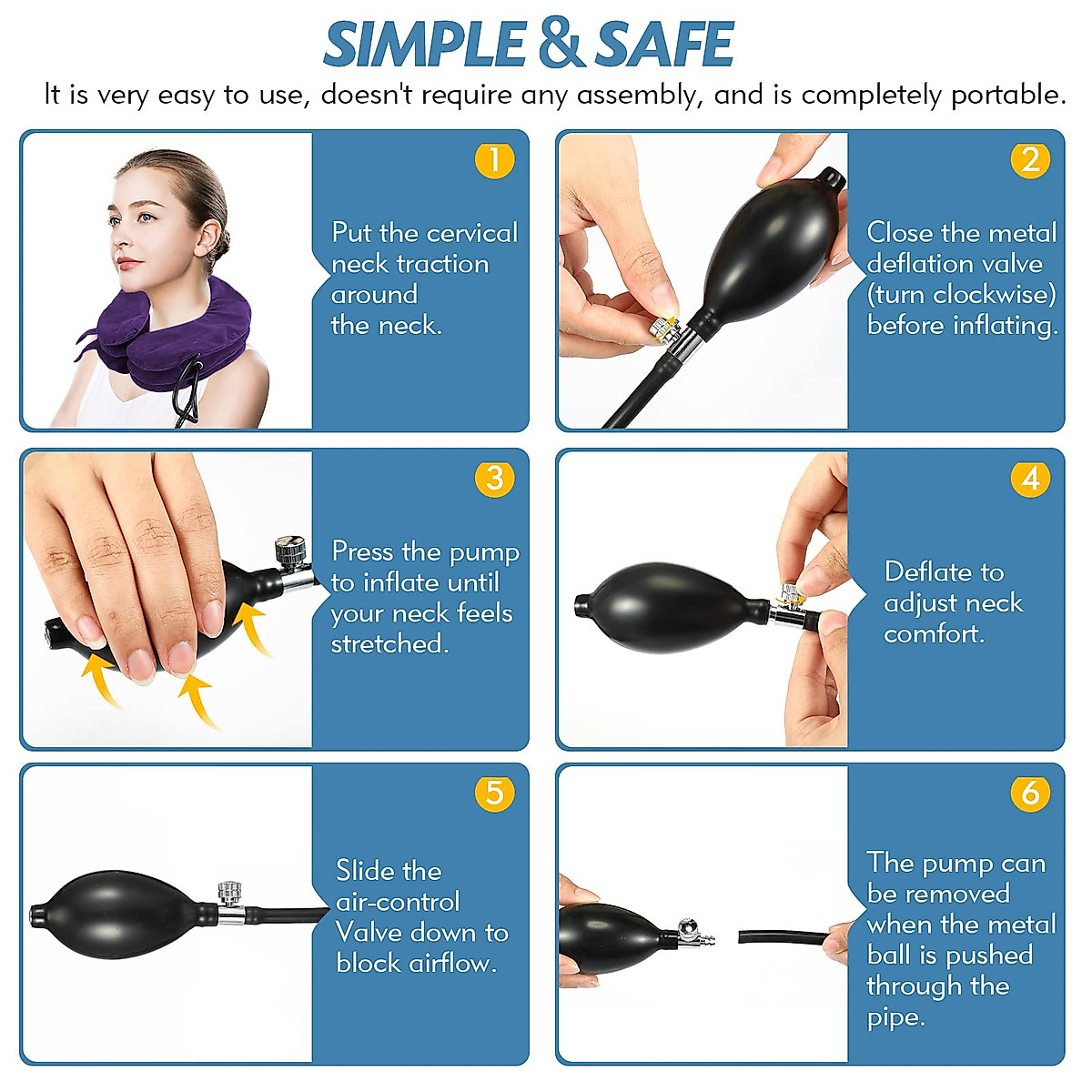 Jaximy Neck Stretcher for Neck Pain Relief, Cervical Traction Device, Neck Traction Device, Adjustable Inflatable Neck Brace & Cervical Neck Traction Device Home Use Decompression(Purple)