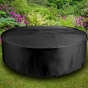 Gicov Patio Round Table Cover for Outdoor Furniture Waterproof Outdoor Table Chair Set Cover Dining Set Cover UV Resistant All Weather Protection with Drawstring Extra Large