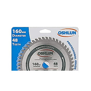 Oshlun SBFT-160048 160mm 48 Tooth FesPro Crosscut ATB Saw Blade with 20mm Arbor for Festool TS 55 EQ, DeWalt DWS520, and Makita SP6000K