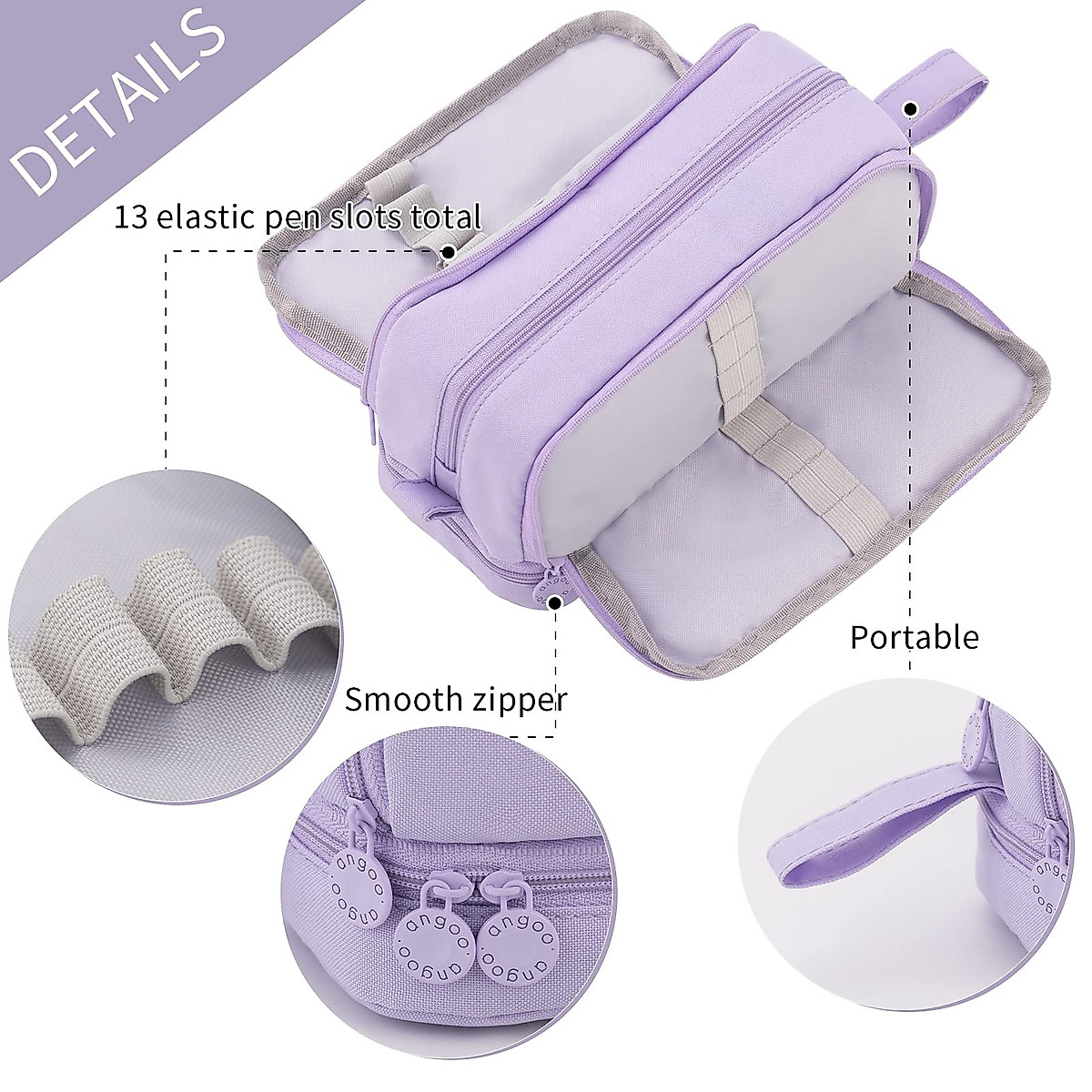 CICIMELON Large Capacity Pen Pencil Case with 4 Compartments, Multi-Slot Pencil Pouch Bag Aesthetic School Supplies Organizer for Teen Girls, Women, Adults (Purple)