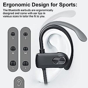LOETRUY Wireless Sports Earbuds,Bluetooth Headphones,IP67 Waterproof with Mic, Stereo Sweatproof in-Ear Earphones, Noise Cancelling Headsets for Gym Running Workout,20Hrs Playtime