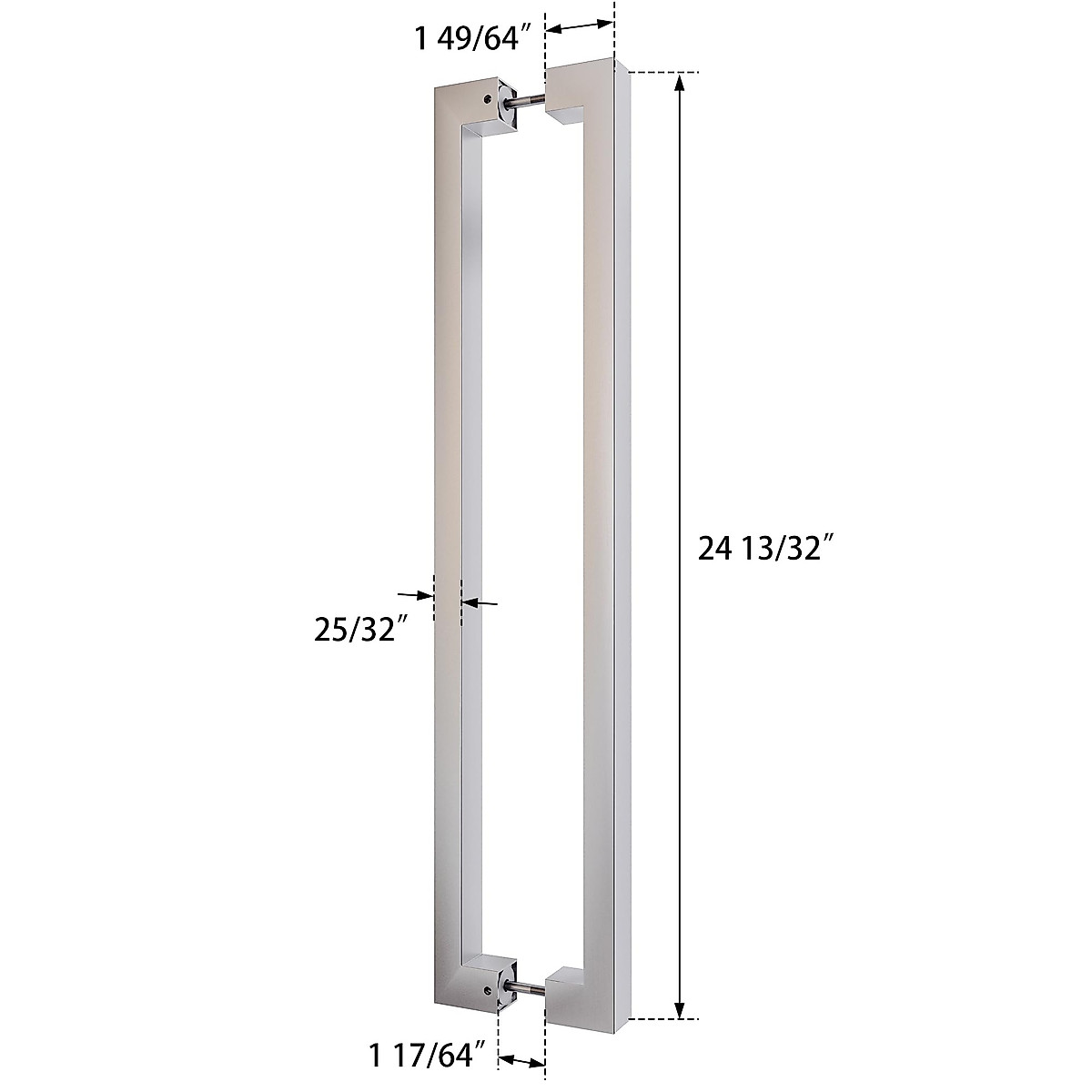 BARNSMITH 24 Inches Barn Door Push Pull Hande,Square Commercial Door Handle Pull Set, Grade-304 Stainless Steel Square Rectangular Shape Entrance Entry Front Handle for Office Store Garage