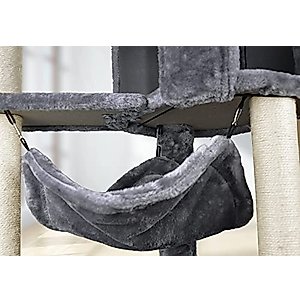 Newest Cat Tree with Cat Condo and Big Hammock，Grey