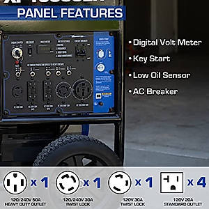 DuroMax XP15000EH Dual Fuel Portable Generator-15000 Watt Gas or Propane Powered Electric Start-Home Back Up & RV Ready, 50 State Approved, Blue and Black