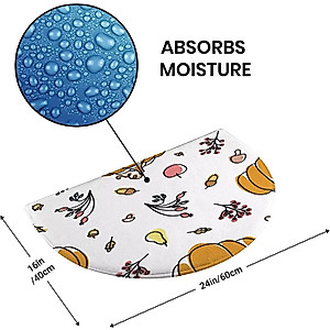 Bathroom Rugs White Polka Dot Black Half Round Door Mat Half Circle Area Rug Doormat Home Decor Rug Front Welcome Entrance Way Mat for Indoor Outdoor Kitchen Bedroom 16x24 Inch