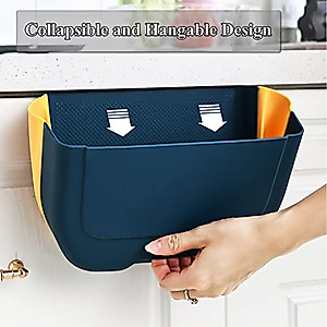 Hsxfl Hanging Trash Can for Kitchen, Mini Foldable Waste Bin Small Collapsible Garbage Can Under Sink, 3L Wall Mounted Folding Trash Bin for Cabinet/Bedroom/Car/Bathroom (White)