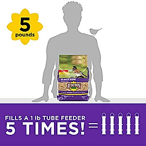 Audubon Park No Waste Blend Wild Bird Food, Premium Shell Free and No Mess Bird Seed for Outside Feeders, 5-Pound Bag
