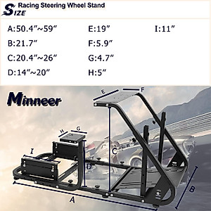 Minneer Adapt TV Stand Racing Simulator Cockpit Fit for G29/G920/G923/T248/T300/TS/TX Racing wheel, Reinforced Gaming Steering Wheel Mount Expandable (Seat, Wheel, Pedal, Handbrake Not Included