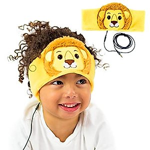 CozyPhones Kids Headphones Volume Limited with Thin Speakers & Super Soft Fleece Headband - Perfect Toddlers & Children's Earphones for Home, School & Travel - Lion