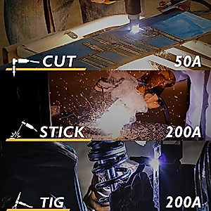 TOOLIOM 3 in 1 Cut/TIG/MMA Welder 50A Air Plasma Cutter 200A TIG and 200A Stick Welder Portable Welding Machine Dual Voltage 110&220V