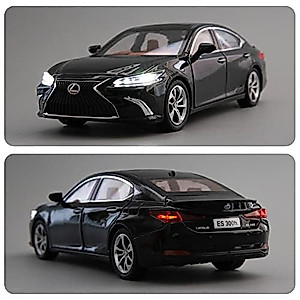 WAKAKAC 1/24 Lexus ES300 Diecast Car Model Alloy Collectible Pull Back Toy Car with Light and Sound Toy Vehicle for Boys Children Gift(Black)