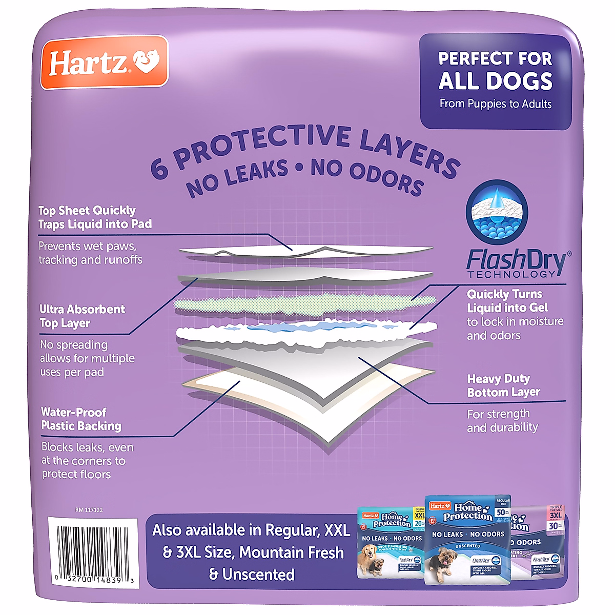 Hartz Home Protection Lavender Scented Dog Pads, XL 30 count, Super Absorbent & Won't Leak, Odor Eliminating