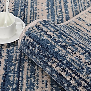 COZYLOOM 12x18 Area Rug Large Indoor Plush Rug Modern Ombre Area Rug for Living Room Retro Abstract Throw Carpet Non-Shedding Aesthetic Rug Contemporary Grediant Farmhouse Office Nursery Rug Blue
