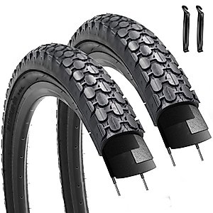 2 Pack Beach Cruiser Bike Tire 26" x 2.125" Folding Bicycle Replacement Tires-Black/White Side Wall… (Pair Black Wall)…