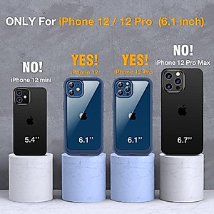 Miracase Glass Case for iPhone 12 Case/iPhone 12 Pro Case 6.1 inch, Full-Body Clear Bumper Case with Built-in 9H Tempered Glass Screen Protector for iPhone 12/ iPhone 12 Pro, Dark Blue