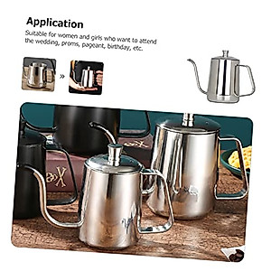 PAMINGONO Coffee Pot Mini Tea Kettle Coffee Spout Coffee Kettle Espresso Coffee Coffee Maker for Camping Tea Pitcher with Lid Spout Kettle Stainless Steel Silver