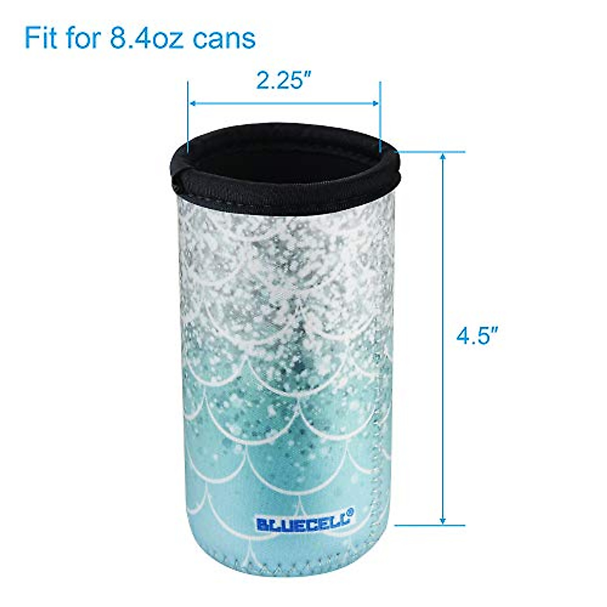Bluecell Pack of 3 Neoprene Insulators Fish Scale Pattern Beer Can Sleeves for 8.4oz Drink Beer Cans (Fish-Scale Pattern(3pcs), 8.4 oz)