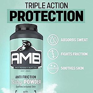 Anti Monkey Butt Baby Powder, Cornstarch Baby Powder Prevents Diaper Rash, Talc Free Hypoallergenic Formula with Calamine, Anti Chafing and Anti Itch, 8 oz