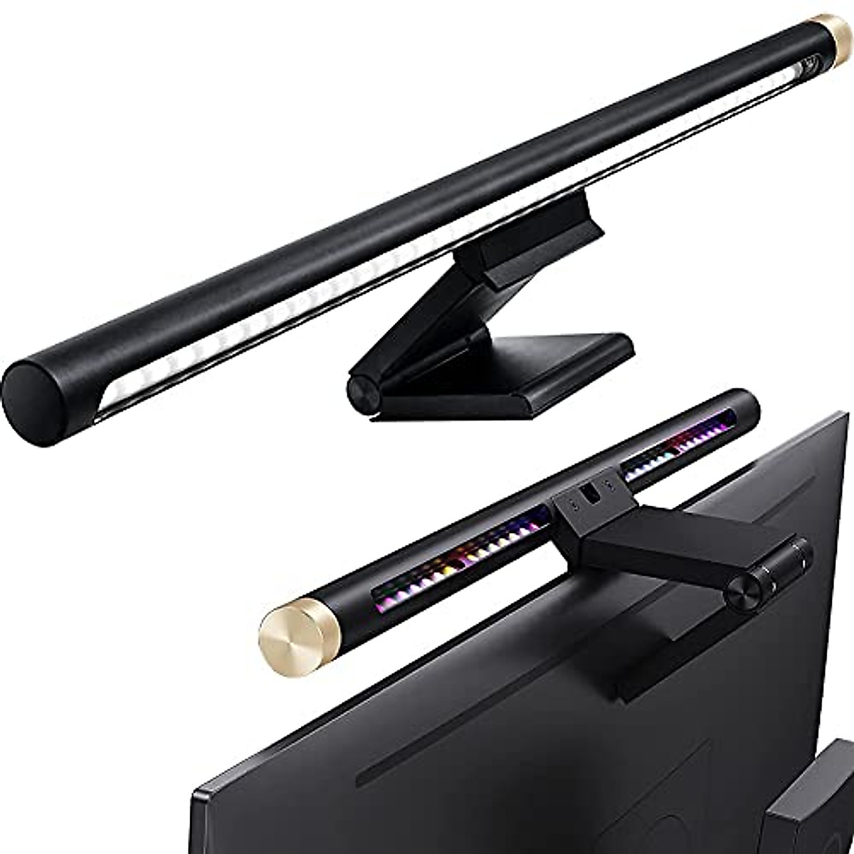 Lyghtzy Monitor Light Bar, Monitor Light with LED RGB Backlight, Dimmable and Changeable Color Temperature, Glare-Free & Flicker-Free, Home Office Desk Lamp, USB Powered (17.7 Inches) (Black)