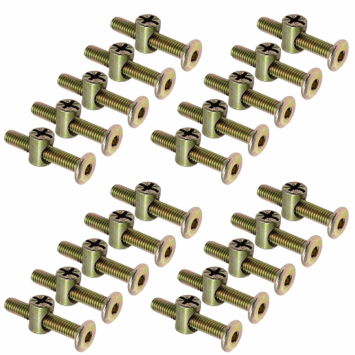 Eilumduo 20 Sets Crib Screws and Bolts, M6 x 35mm Zinc Plated Hex Socket Head Cap Screws Bolt Nuts, Barrel Bolt Nuts Hardware Replacement Kit for Furniture Cots, Beds Crib, Chairs (Philips Barrel Nut)