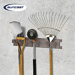 Suncast V724 2 Foot Wall Mount Keeps Up to 6 Tools Holds Up to 60 pounds Easy Assembly Long Handled Garden Tool Hanger Organizer, 2 Pack