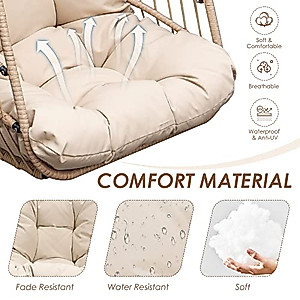 RADIATA Egg Chair Luxury Outdoor Patio Wicker Hanging Swing Egg Chairs with Water Resistant Cushions for Patio Backyard Balcony (Beige,Without Stand)