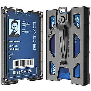 GOVO Badge Holder / Wallet - Durable Polycarbonate ID/Credit Holder with Metal Clip and 4 Cards Slot (Holds 1to 4 Cards) Black