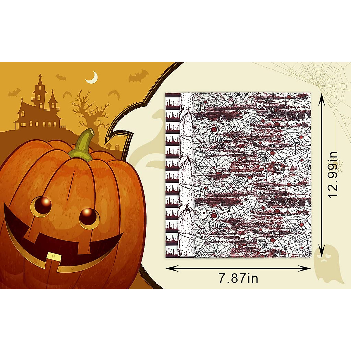 8 Pcs Halloween Faux Leather Sheets, Blood Print Leather Sheet, Bloodstain Fabric Sheets, Spider Web PU Synthetic Leather for DIY Hair Bow Earrings Halloween Craft Making 7.9 x 13 Inch