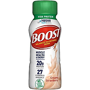 BOOST High Protein Balanced Nutritional Drink, Creamy Strawberry, 8 Ounce Bottle (Pack of 12)