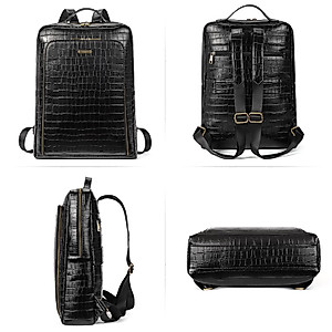 CLUCI Leather Laptop Backpack for Women 15.6 inch Computer Bag Large Travel Vintage College Daypack Business Bags Off-white With Brown